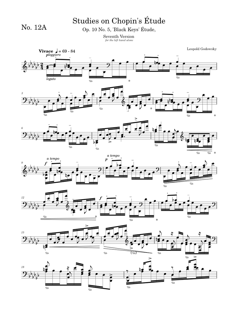 Study No. 12a on Chopin's Étude (Op. 10 No. 5) – Leopold Godowsky Sheet music for Piano (Solo ...