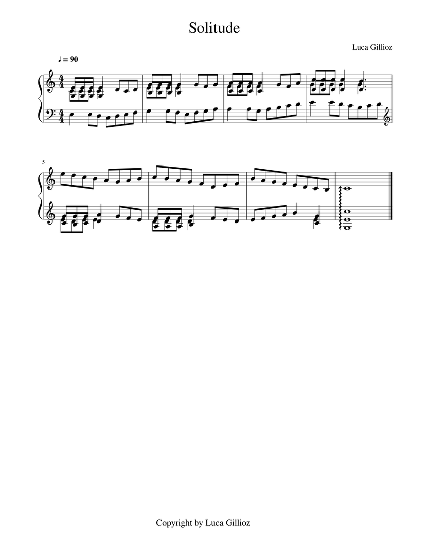 Solitude Sheet music for Piano (Solo) | Musescore.com