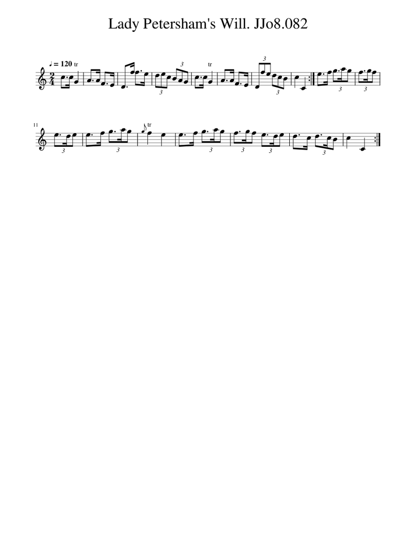 Lady Petersham's Will. JJo8.082 Sheet music for Piano (Solo ...