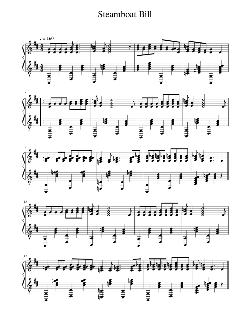 Steamboat Bill Sheet music for Piano (Solo) | Musescore.com