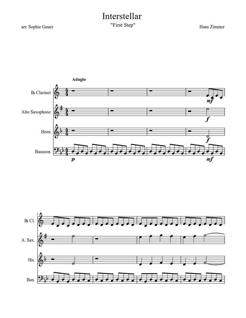 Interstellar Sheet music for Bassoon, Clarinet other (Woodwind Duet ...