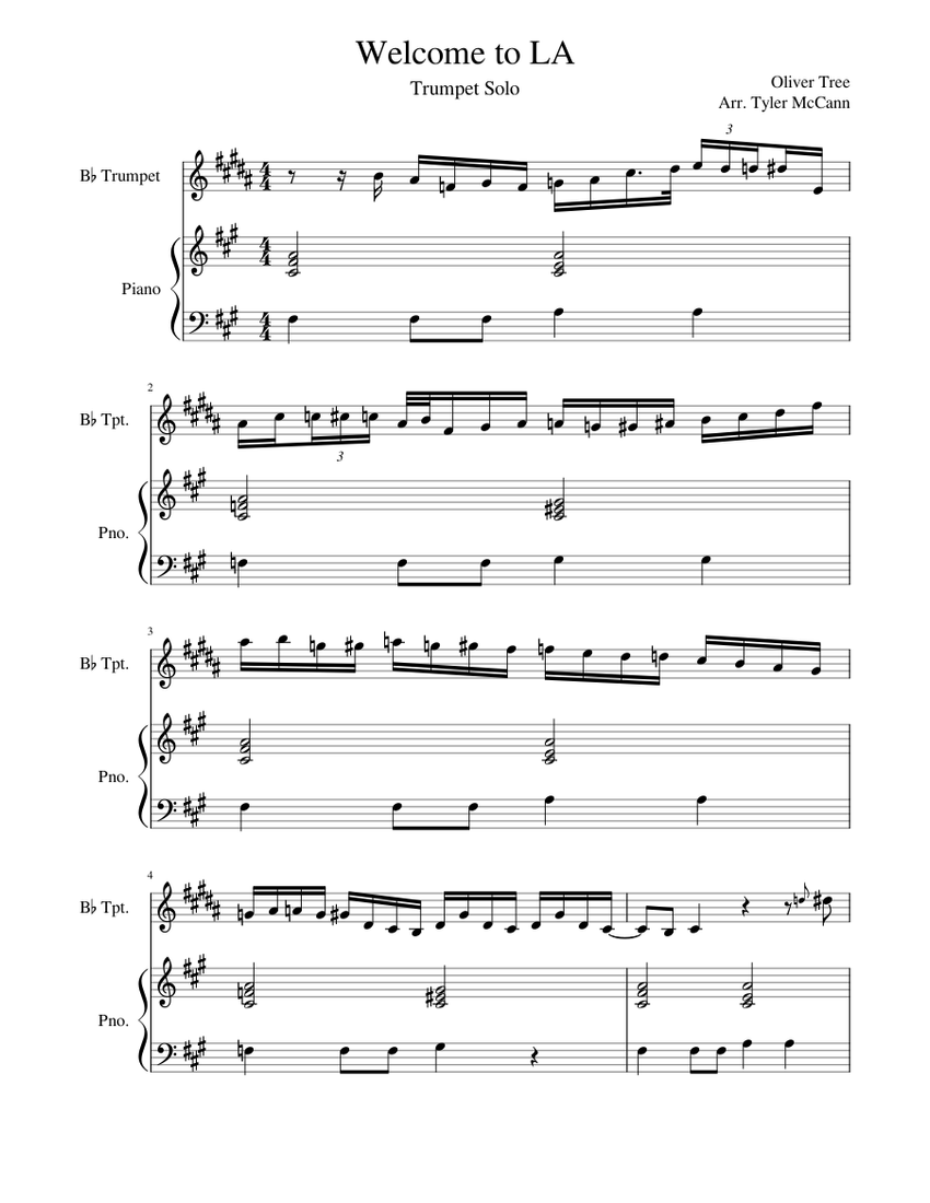 Welcome to LA Trumpet Solo Sheet music for Piano, Trumpet in b-flat (Solo) | Musescore.com