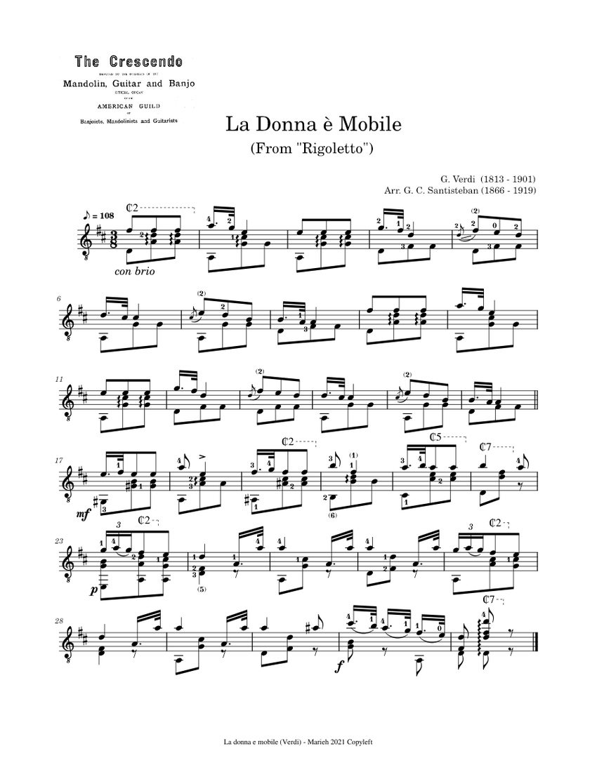 Rigoletto – Giuseppe Verdi Sheet music for Guitar (Solo) | Musescore.com