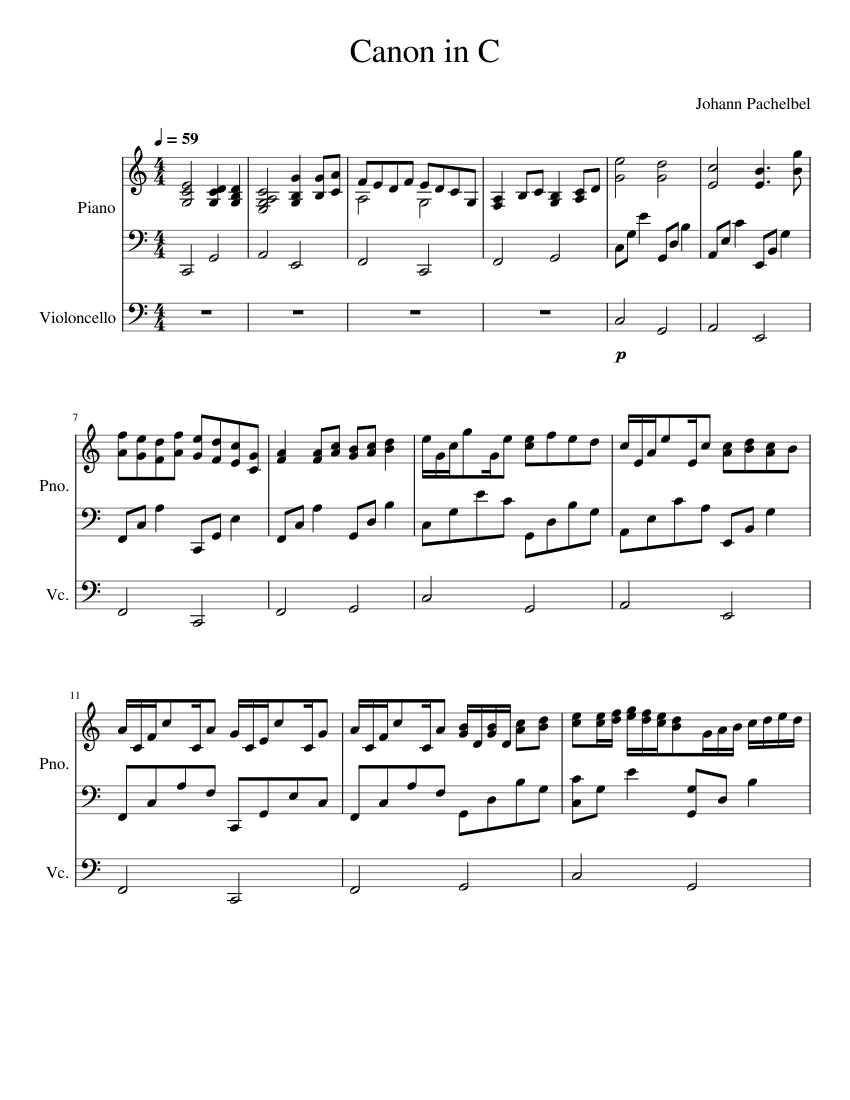 Canon in c – Johann Pachelbel Canon in C – Johann Pachelbel Sheet music ...