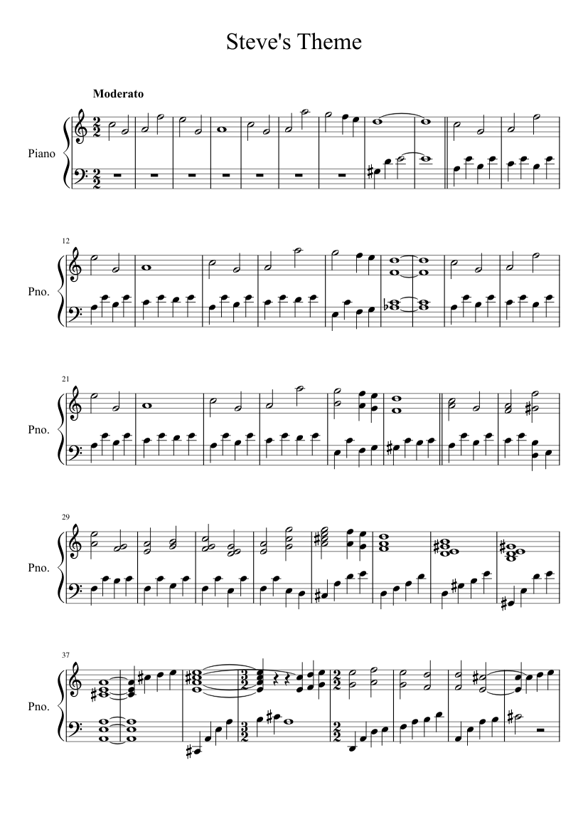Steve's Theme Sheet Music for Piano (Solo) | MuseScore.com