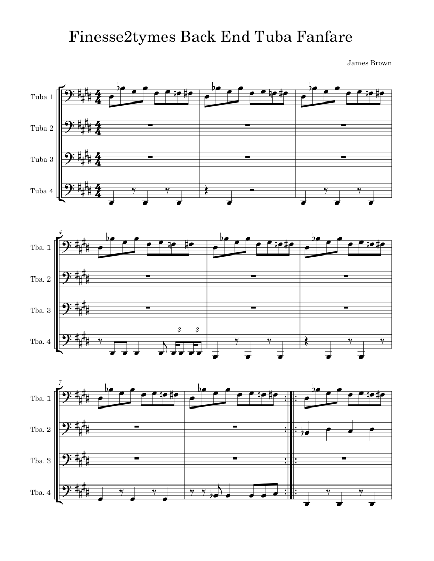 Finesse2tymes Back End Tuba Fanfare Sheet music for Tuba (Mixed Quartet ...