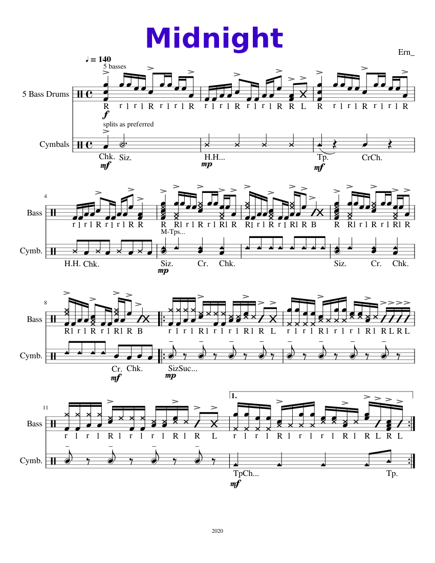 Midnight Sheet music for Crash (Solo) | Musescore.com