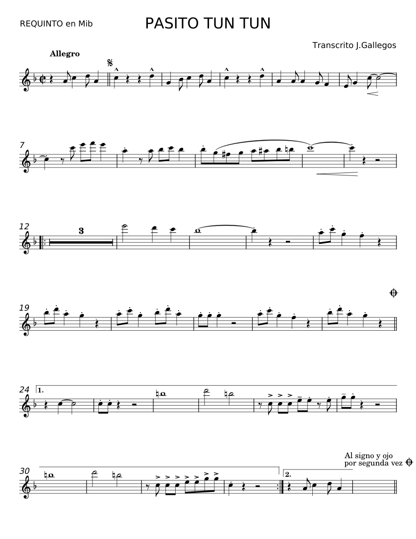 Pasito tun tun - La Banda Del Lechuga Sheet Music for Piano (Solo) easy | MuseScore.com