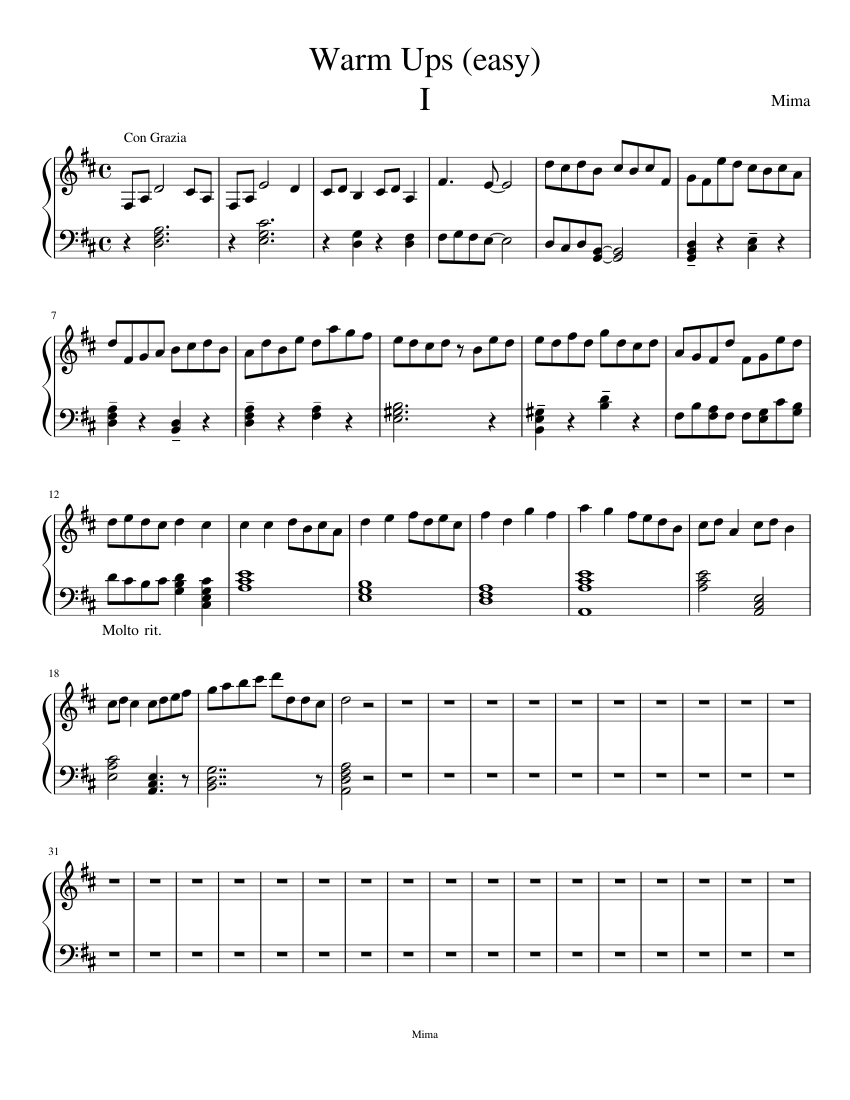 Warm Ups easy - piano tutorial