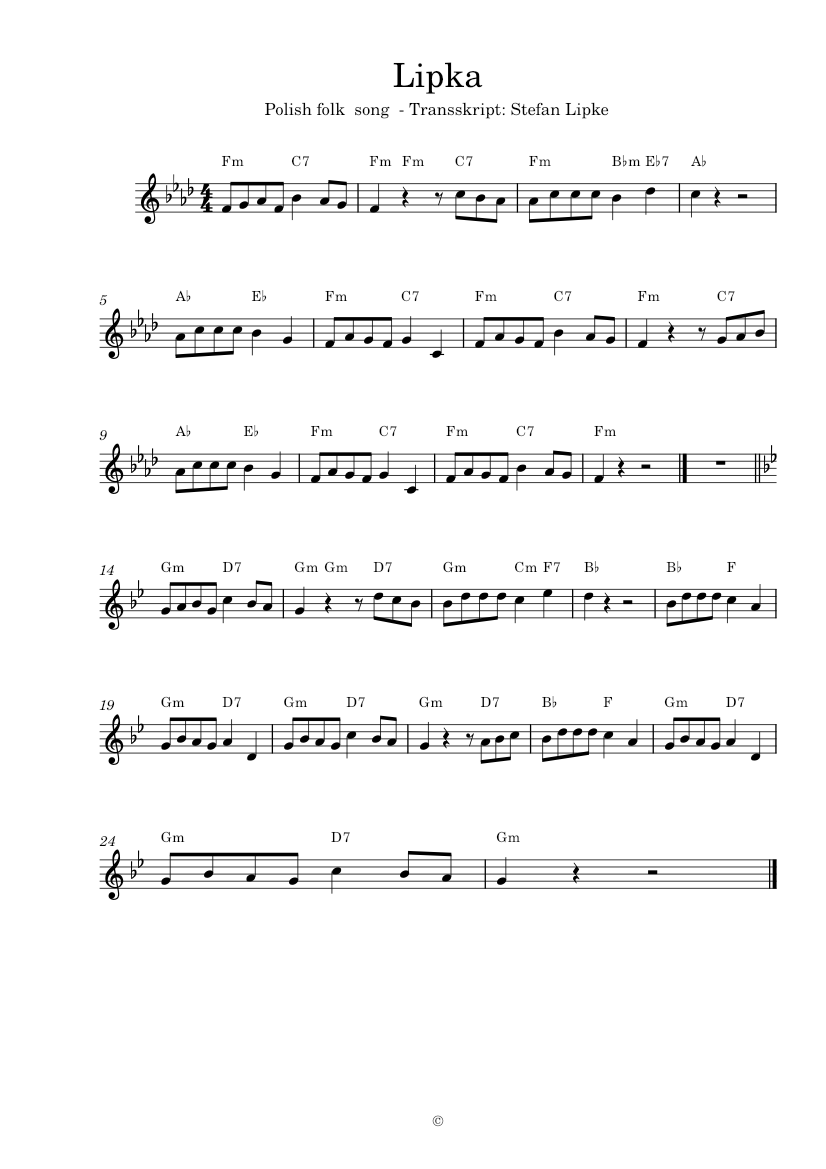 Lipka – Folk Song Lipka Sheet music for Piano (Solo) Easy | Musescore.com