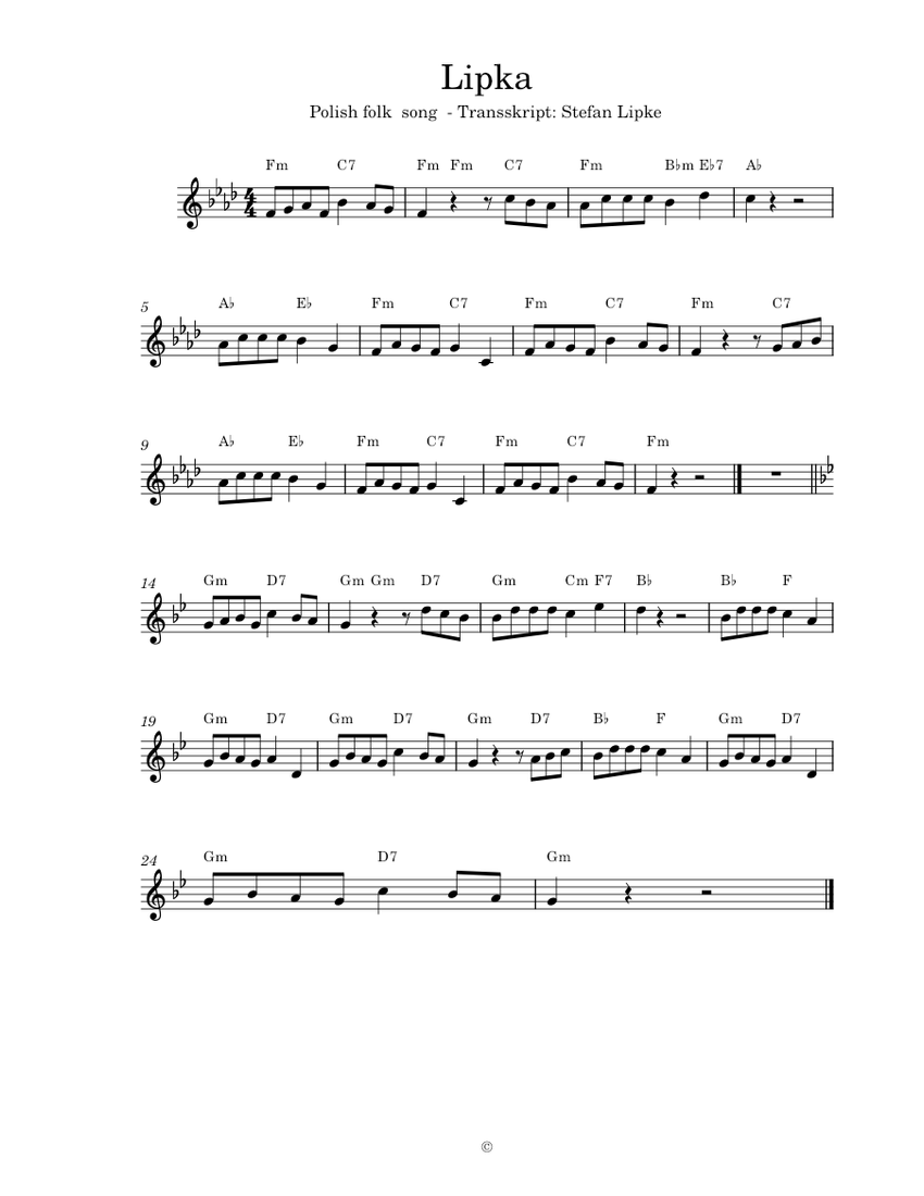 Lipka – Folk Song Lipka Sheet music for Piano (Solo) Easy | Musescore.com