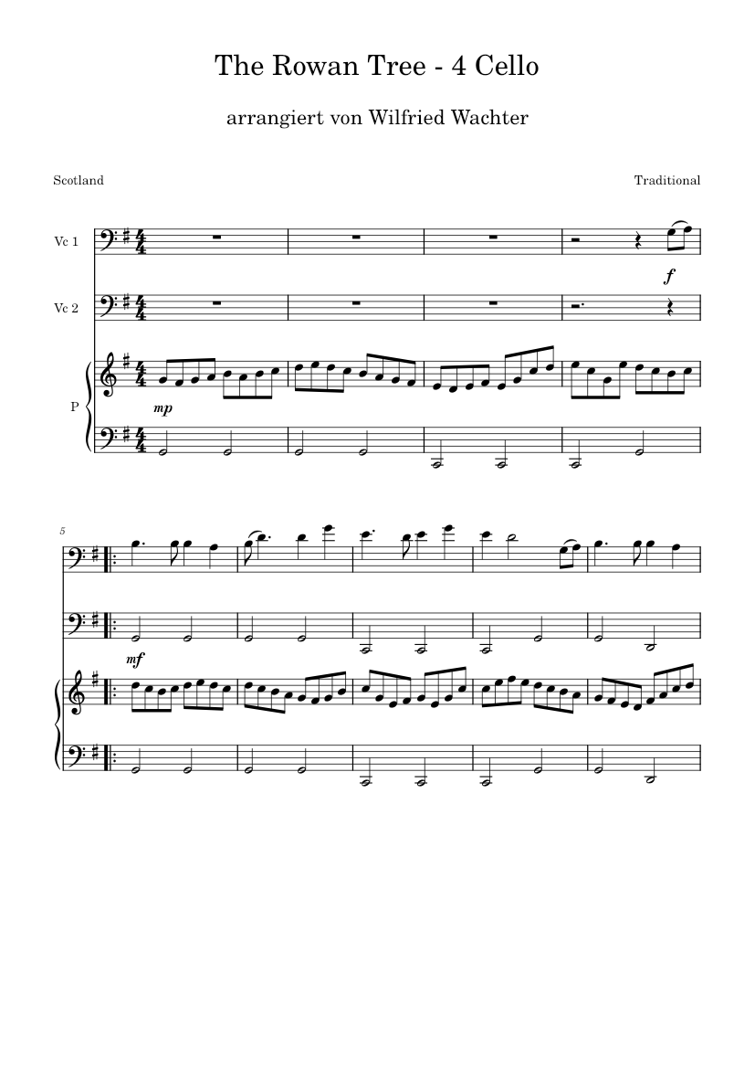 The Rowan Tree - 4 Cello Sheet music for Piano, Cello (Mixed Trio ...