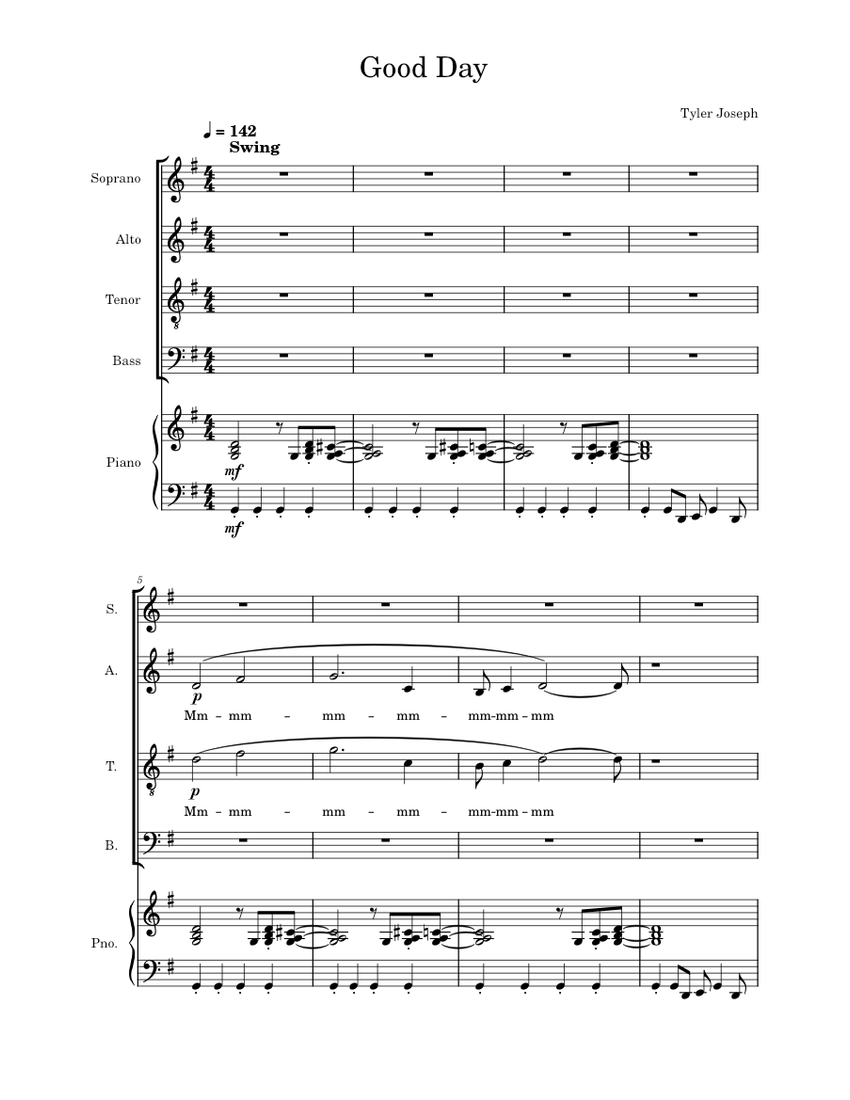 Good Day – Twenty One Pilots Sheet music for Piano, Soprano, Alto ...