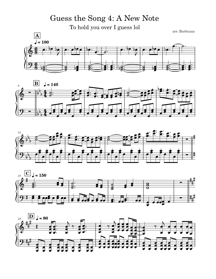 Guess the Song 4: A New Note Sheet music for Piano (Solo) | Musescore.com