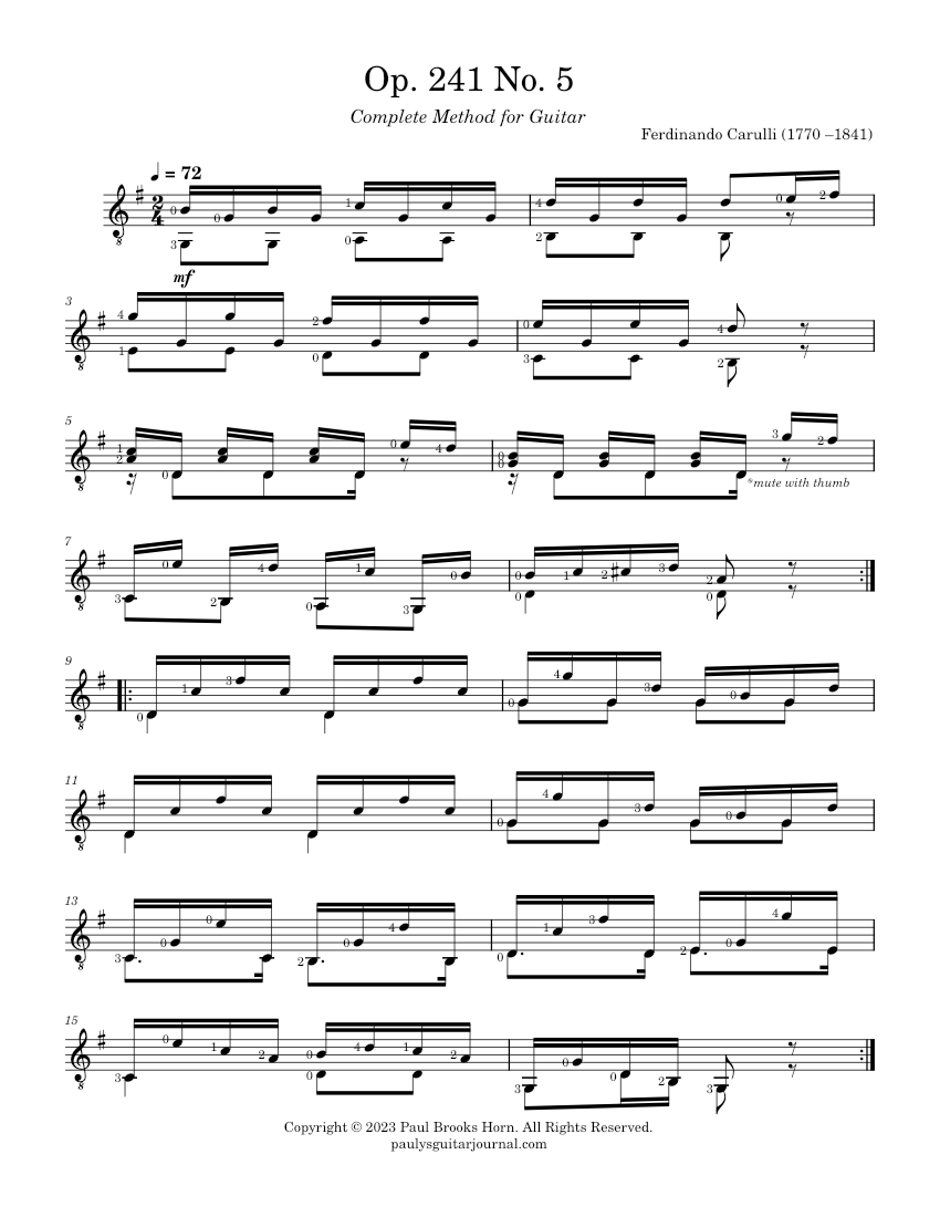 Op. 241 No. 5 - Ferdinando Carulli Sheet music for Guitar (Solo) | Musescore.com