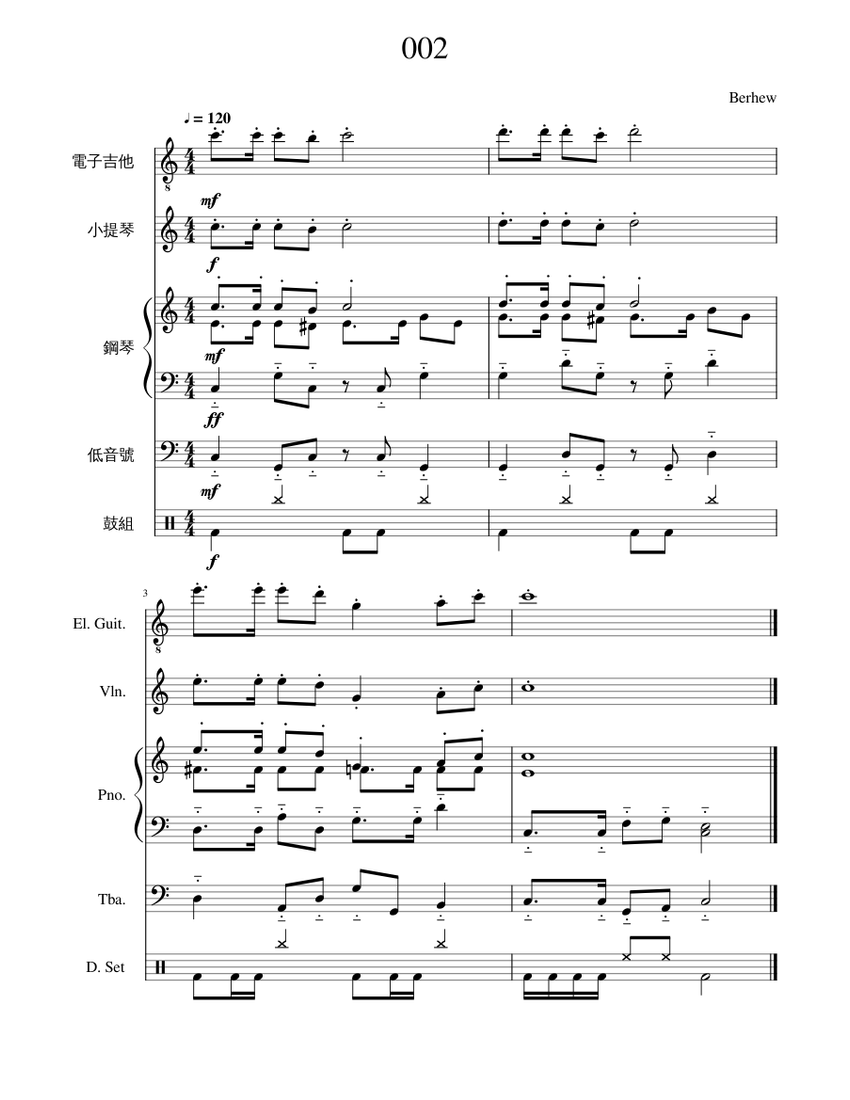 Original.002 Sheet music for Piano, Tuba, Violin, Guitar & more ...