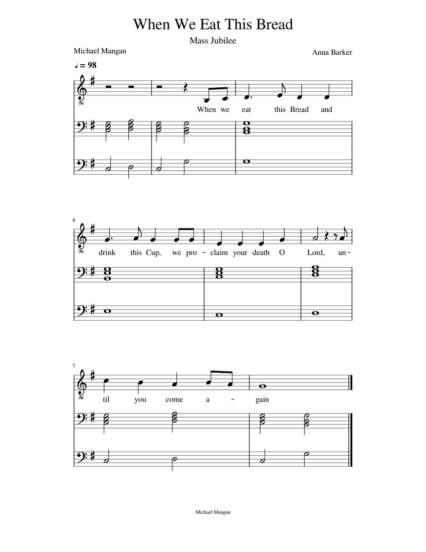 When_We_Eat_This_Bread Sheet music for Organ, Vocals (Mixed Duet ...