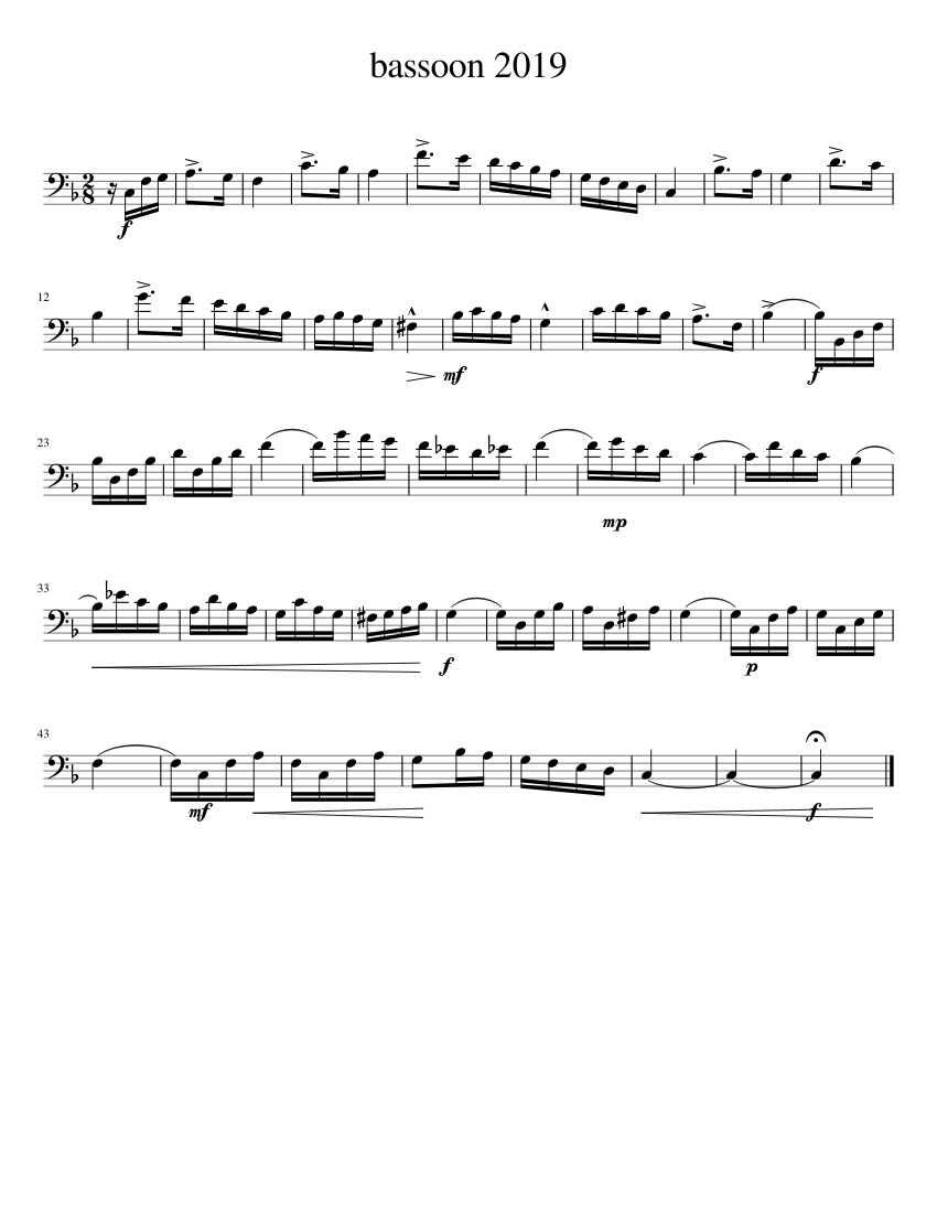 Bassoon 2019 Sheet music for Piano (Solo) | Musescore.com