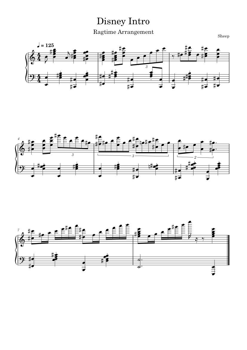 Disney Opening Theme – Misc Soundtrack DISNEY RAGTIME Sheet Music for ...