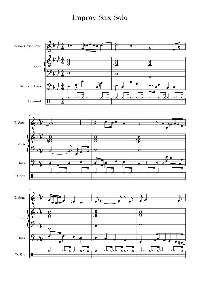 Improv Sax Solo Sheet music for Piano, Saxophone tenor, Bass guitar ...