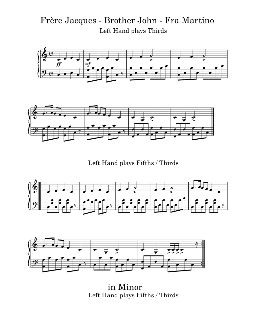 Frère Jacques - Brother John - Fra Martino Campanaro Sheet music for Piano (Solo) | Musescore.com