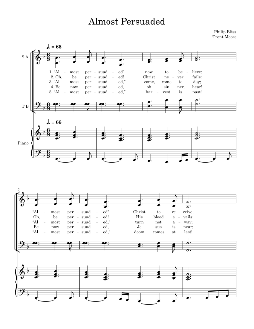Almost persuaded – Philip P. Bliss Almost Persuaded Sheet music for ...