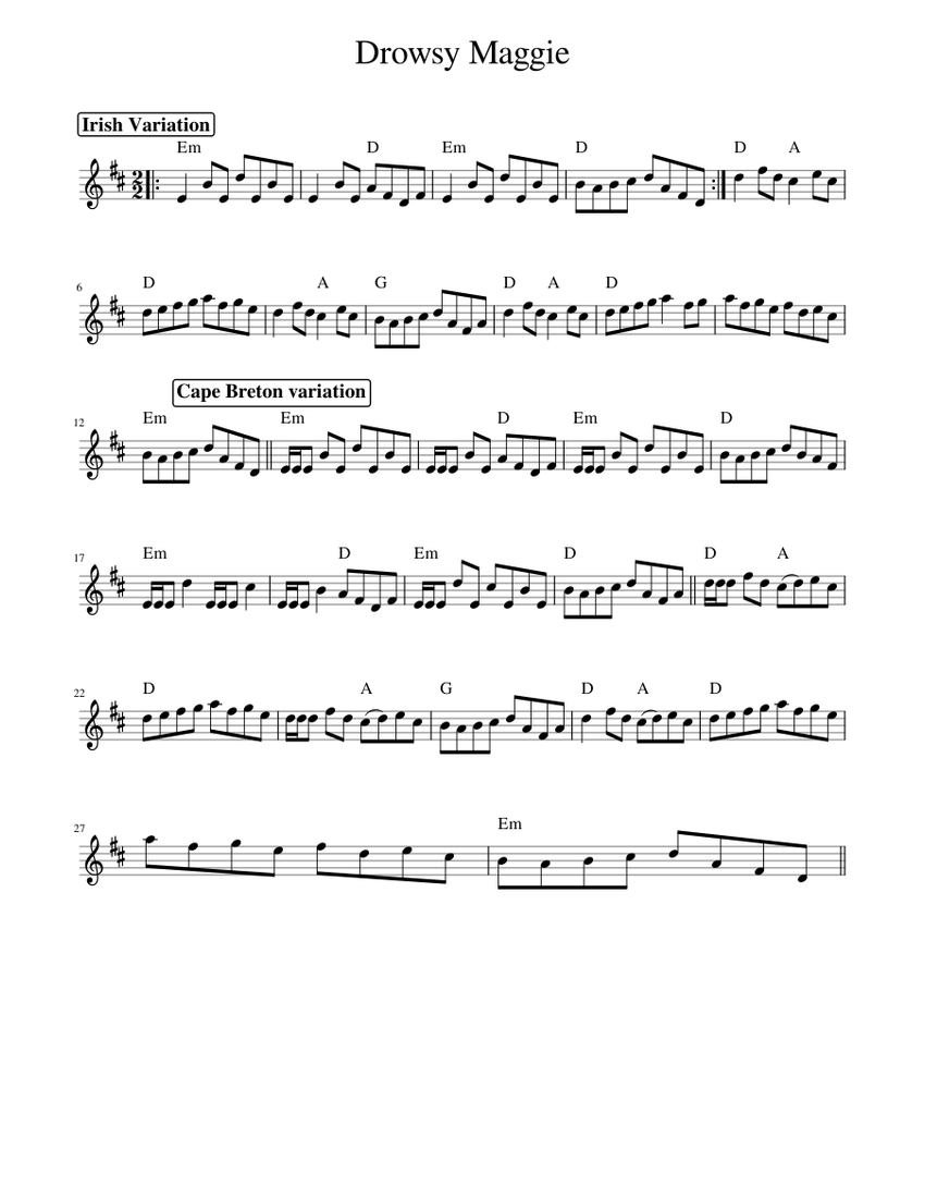Drowsy Maggie - piano tutorial