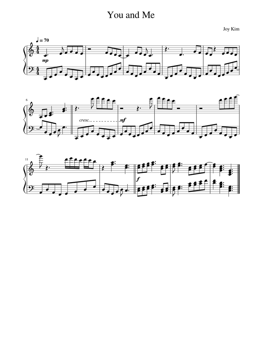 You_and_Me Sheet music for Piano (Solo) Easy | Musescore.com