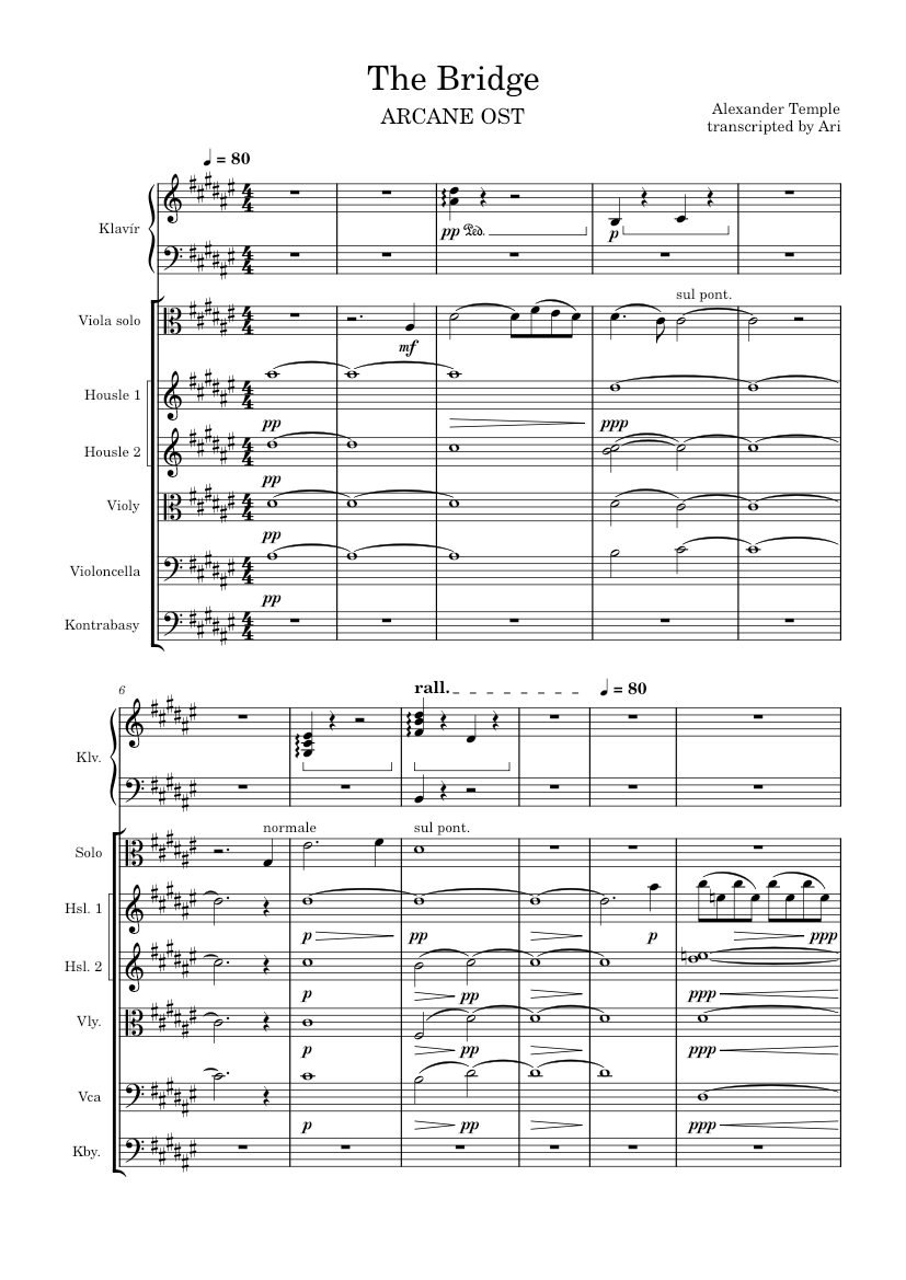 The Bridge (Arcane OST) – Alexander Temple Sheet Music for Piano, Viola ...