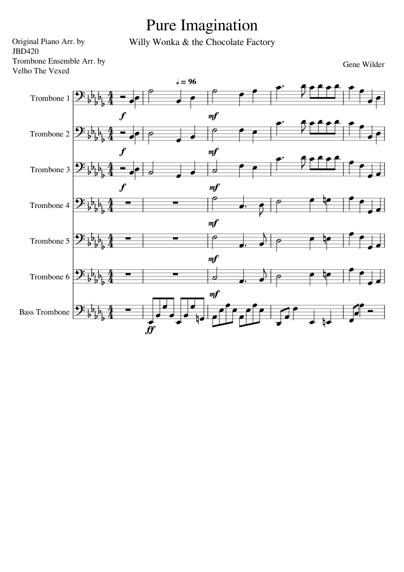 Pure Imagination - Trombone Choir Sheet music for Trombone, Trombone ...