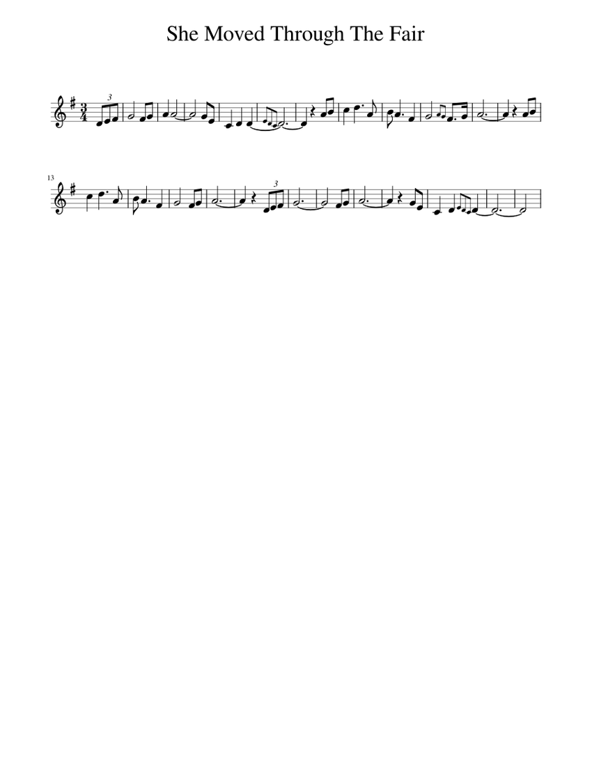 She Moved Through The Fair Sheet music for Piano (Solo) Easy ...