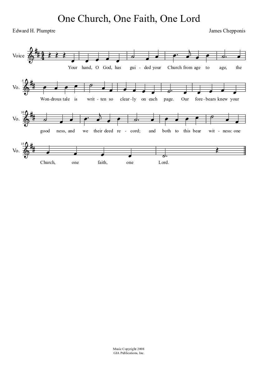One Church, One Faith, One Lord Sheet music for Voice (other) (Solo ...