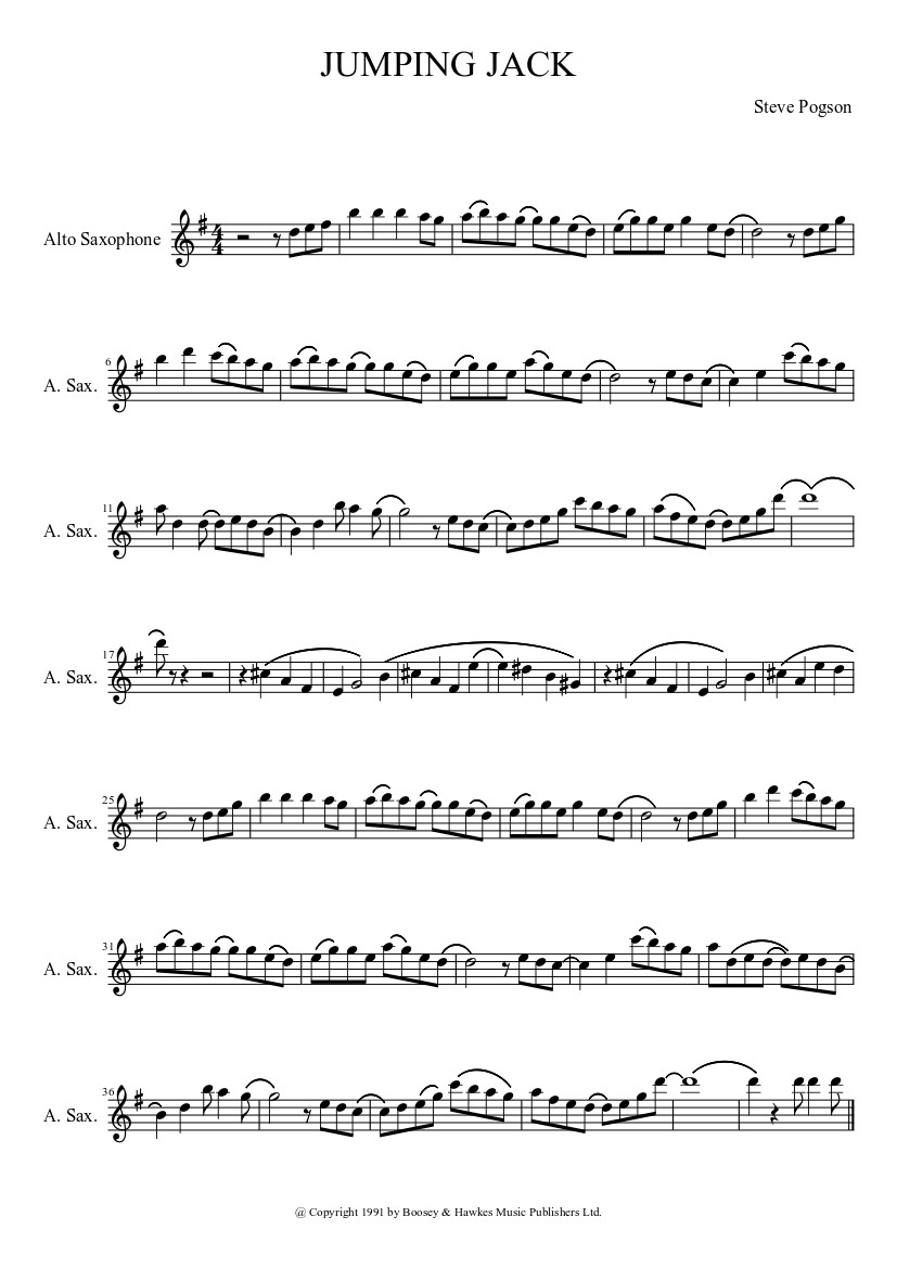 JUMPING JACK by Steve Pogson Sheet music for Saxophone alto (Solo ...