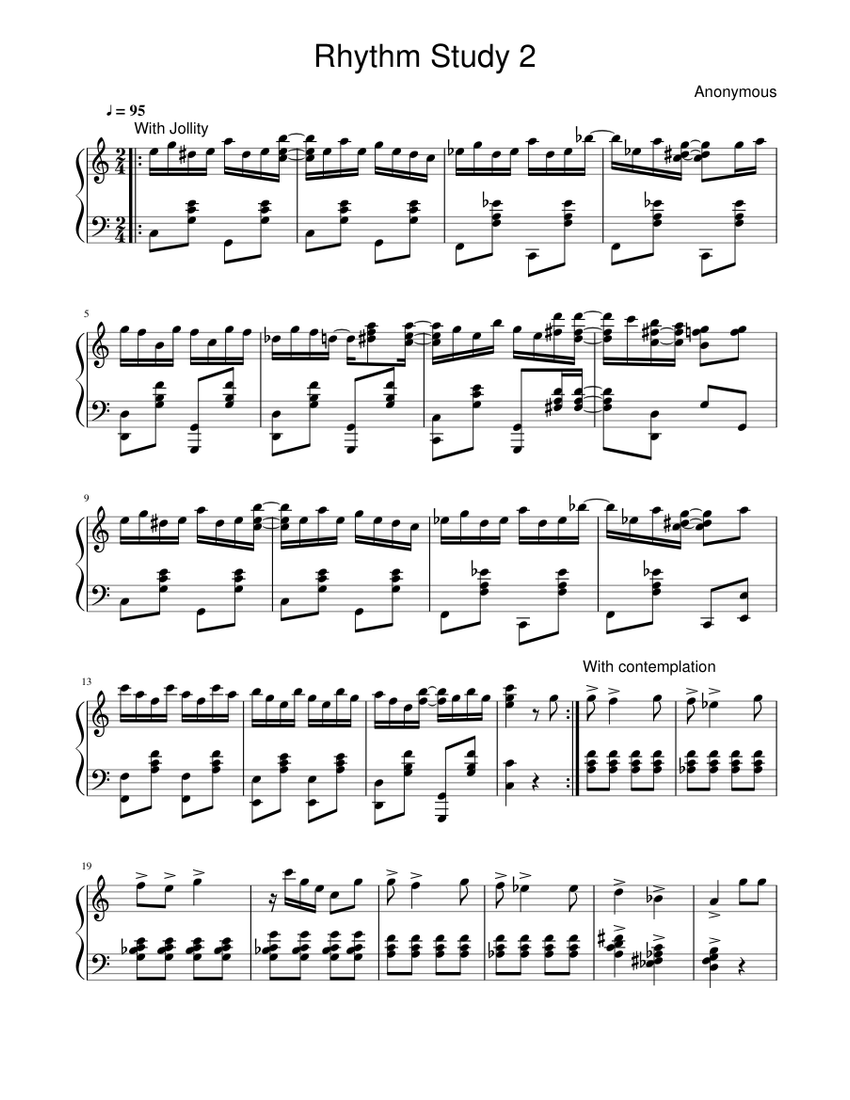Rhythm Study Sheet music for Piano (Solo) | Musescore.com