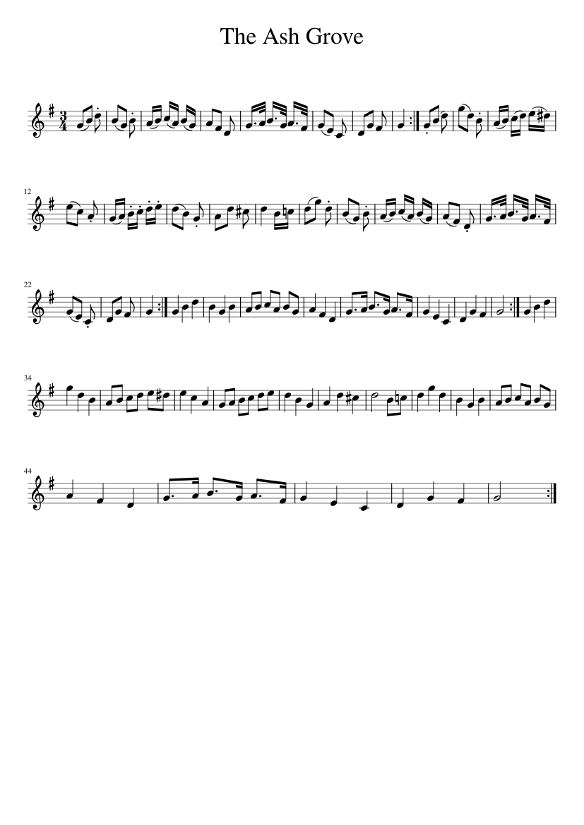 The Ash Grove Sheet music for Piano (Solo) Easy | Musescore.com