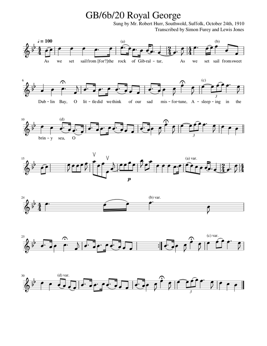 GB/6b/20 Royal George Sheet music for Piano (Solo) Easy | Musescore.com