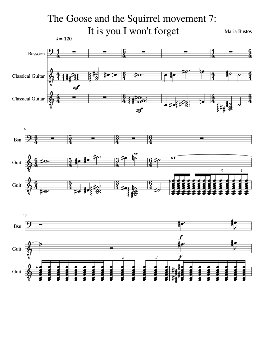 The Goose and the Squirrel movement VII: It is you I won't forget Sheet ...