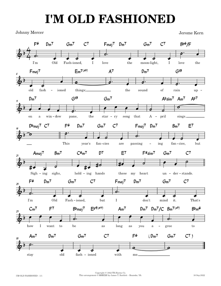 I'm Old Fashioned [lead sheet] – Jerome Kern, Johnny Mercer Sheet music for Vocals (Solo ...
