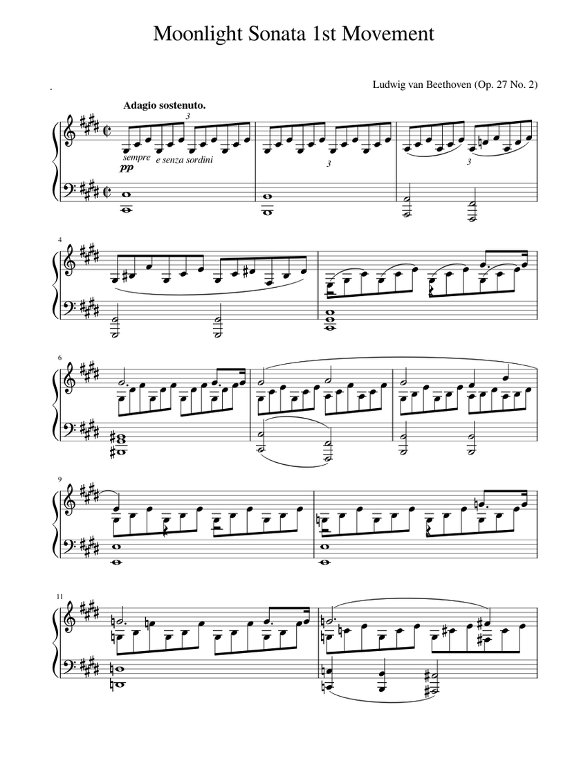 Moonlight Sonata 1st Movement Sheet music for Piano (Solo) | Musescore.com