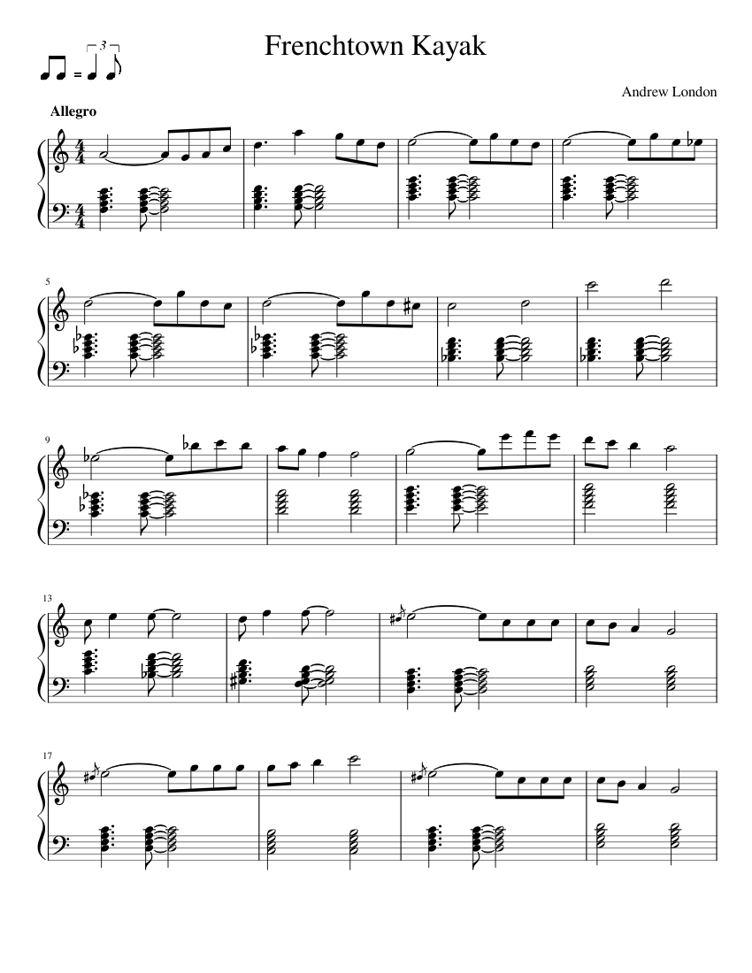 Frenchtown Kayak Sheet music for Piano (Solo) | Musescore.com