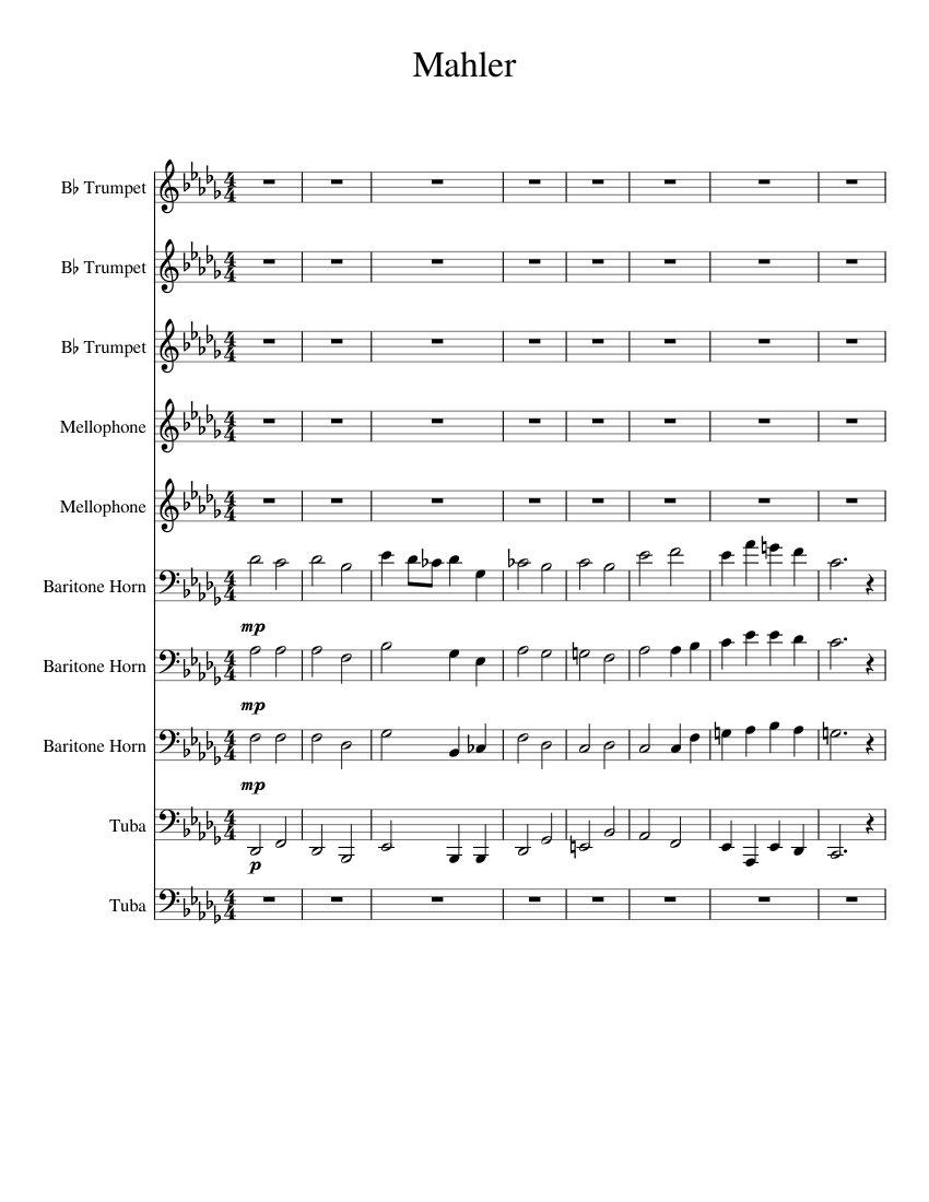 Mahler 2 Sheet music for Tuba, Mellophone, Trumpet in b-flat, Baritone ...