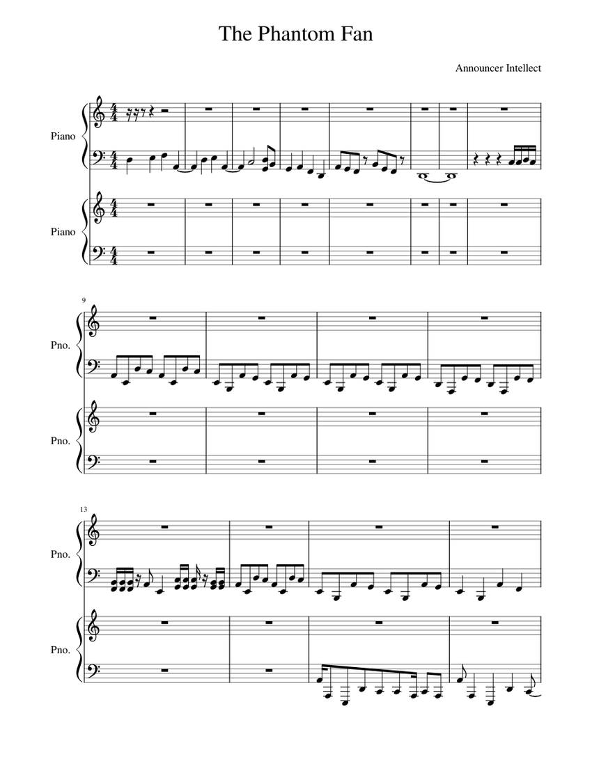 The Phantom Fan Sheet music for Piano (Piano Duo) | Musescore.com