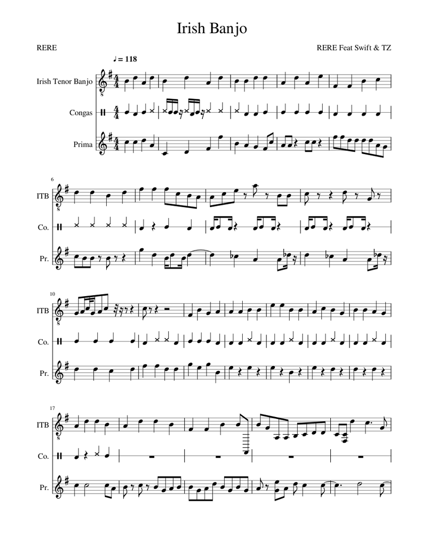 Irish Banjo Sheet music for Banjo, Conga (Mixed Duet) | Musescore.com