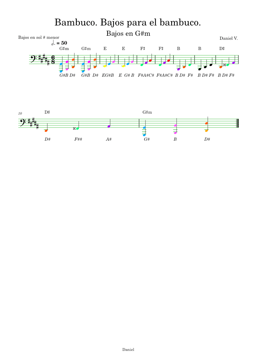 Bambuco. Bajos para el bambuco. Sheet Music with Chords for Piano ...