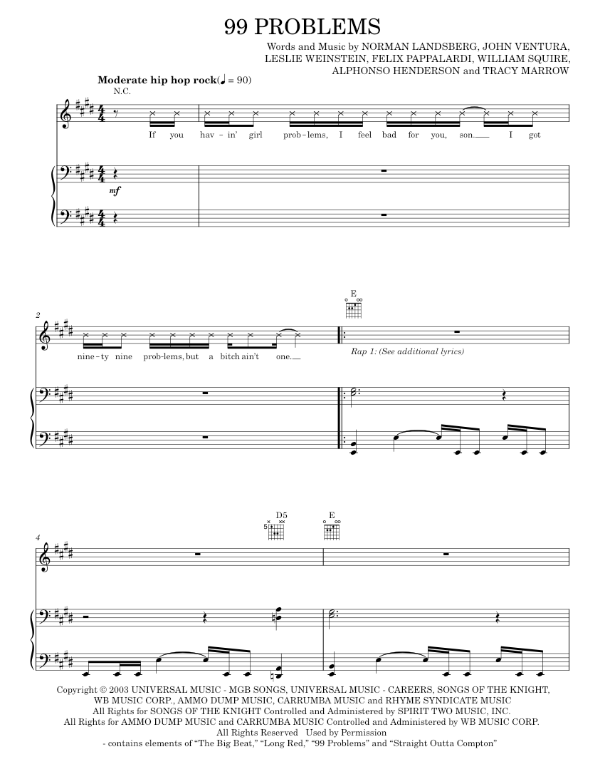 99 problems Sheet music for Piano, Vocals by Jay-Z Official | MuseScore.com