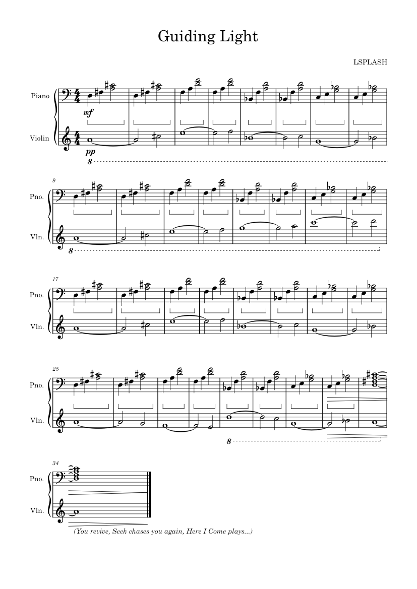 Guiding Light – LSPLASH Sheet music for Piano, Violin (Piano Duo ...