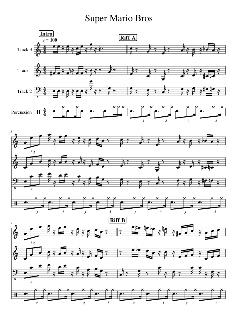 Super Mario Bros Sheet Music for Drum (other) (Solo) | MuseScore.com