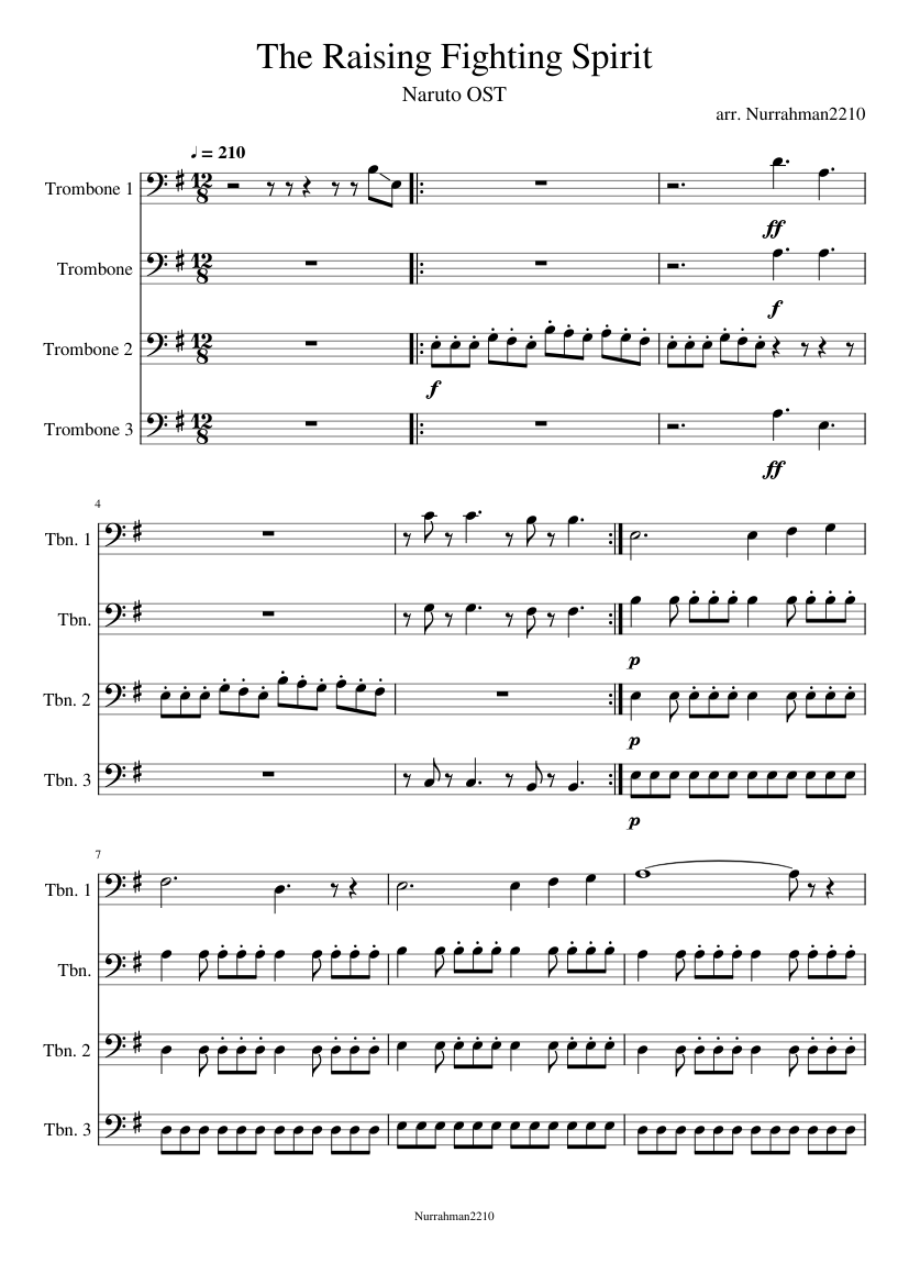 The Raising Fighting Spirit Sheet music for Trombone (Mixed Quartet ...