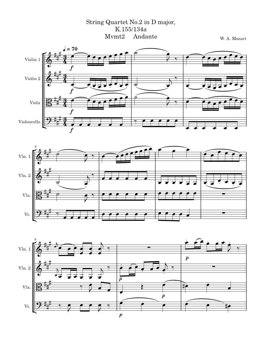 String Quartet No.2 in D major, K.155/134a – Wolfgang Amadeus Mozart Mozart.KV155.string.Quartet ...