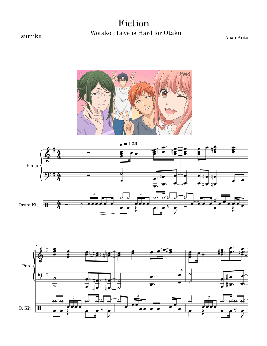 Fiction sumika Sheet music for Piano (Solo) | Musescore.com